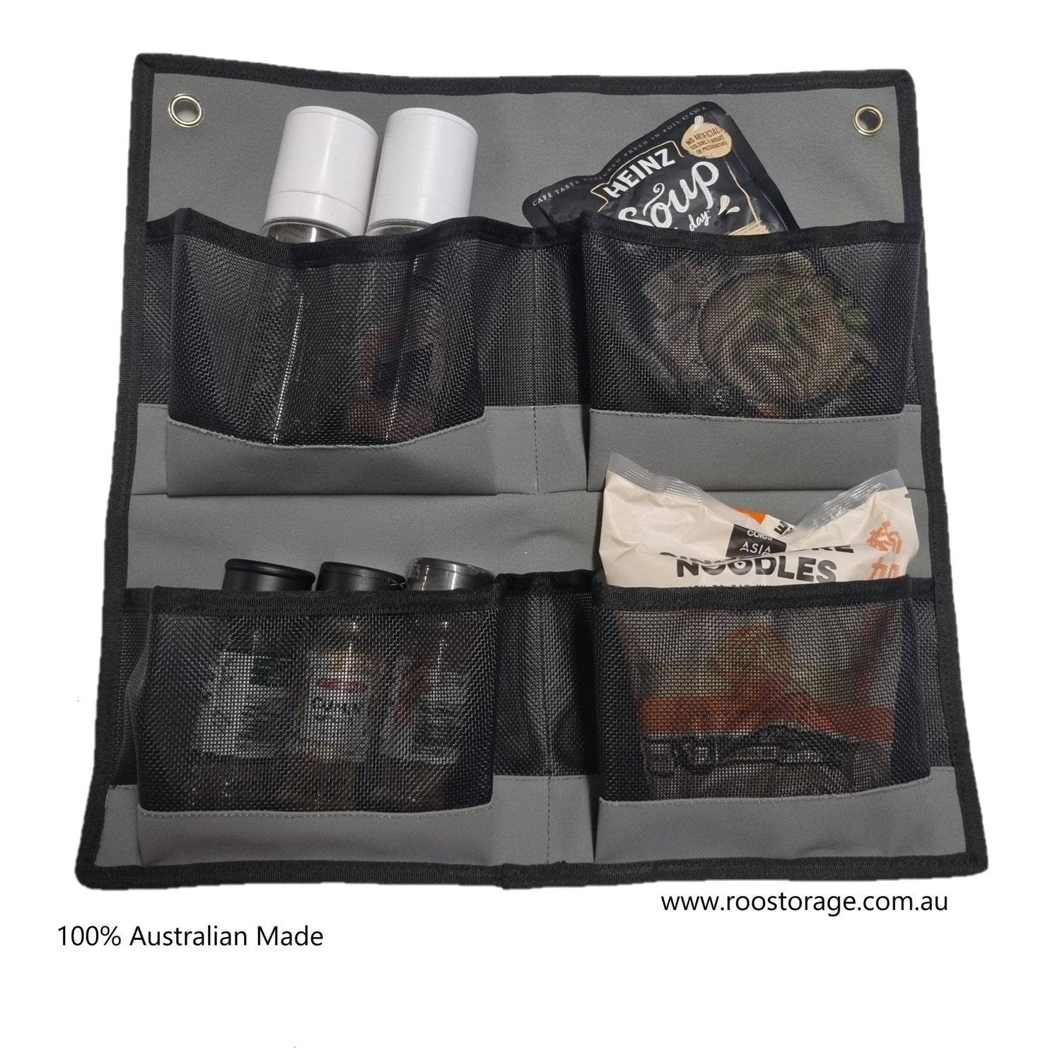 Canvas and Mesh hanging storage pockets – AMD Touring