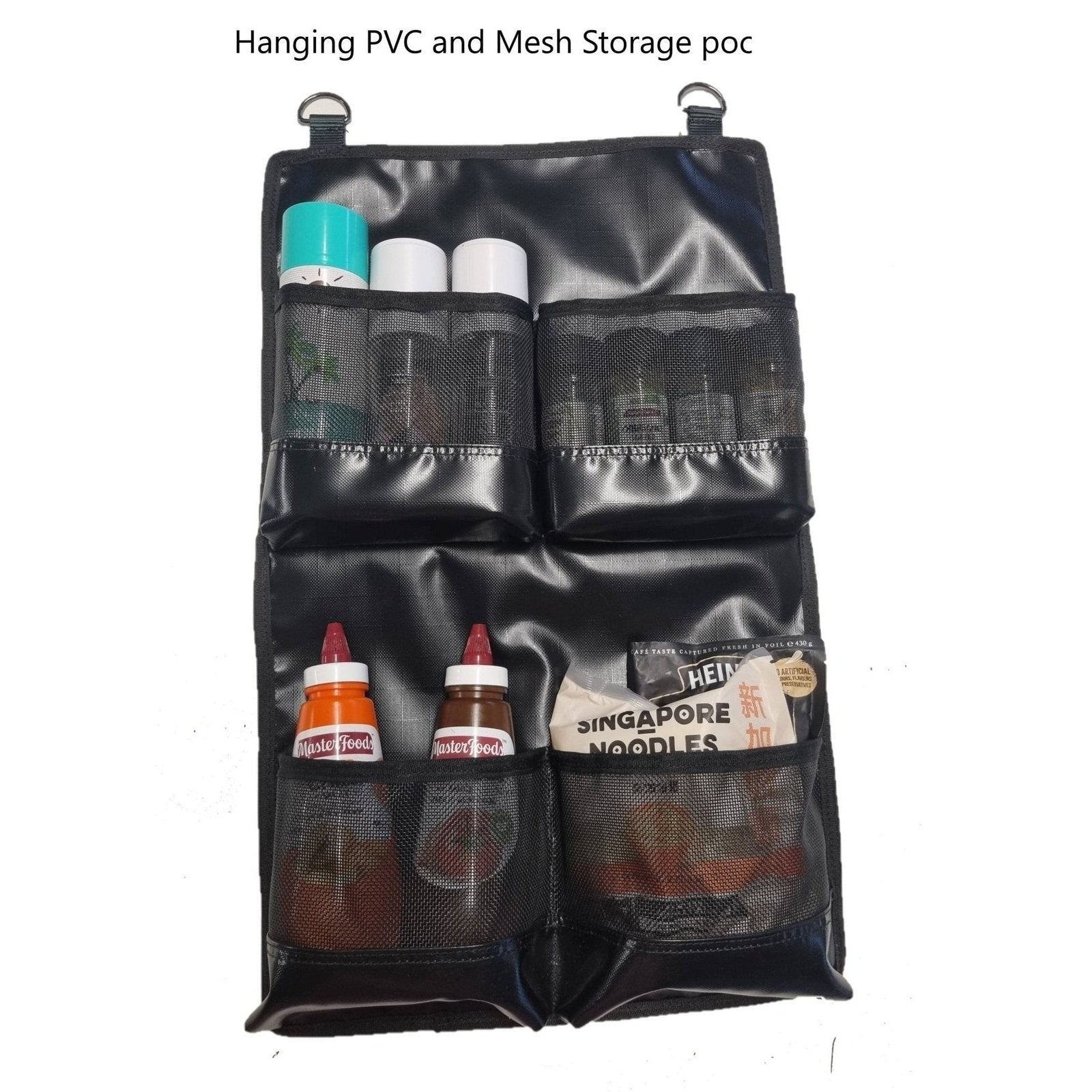 Hanging mesh and PVC storage for camping and UTE – AMD Touring