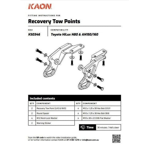 Toyota HiLux N80 Recovery points -Au Made